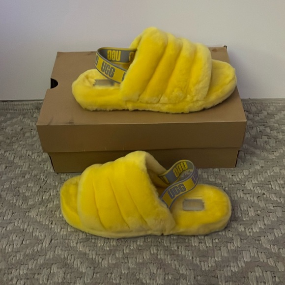 UGG | Shoes | Ugg Fluff Yeah Slide Womens 5 Yellow Hh | Poshmark
